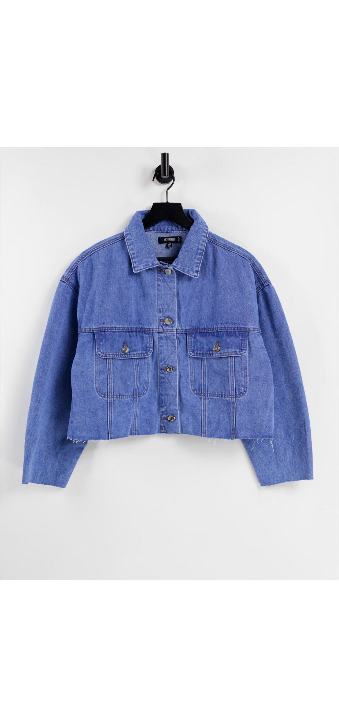 Missguided 90s Denim Jacket With Pleat Back In Blue Lyst