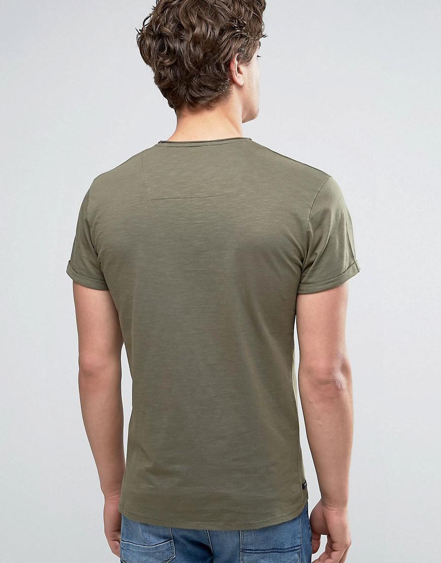 Threadbare Cotton Raw Edge T-shirt in Green for Men - Lyst