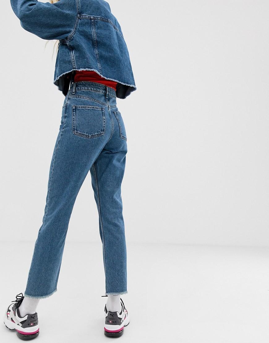 Collusion Denim X005 Straight Leg Jeans In Mid Wash Blue - Lyst