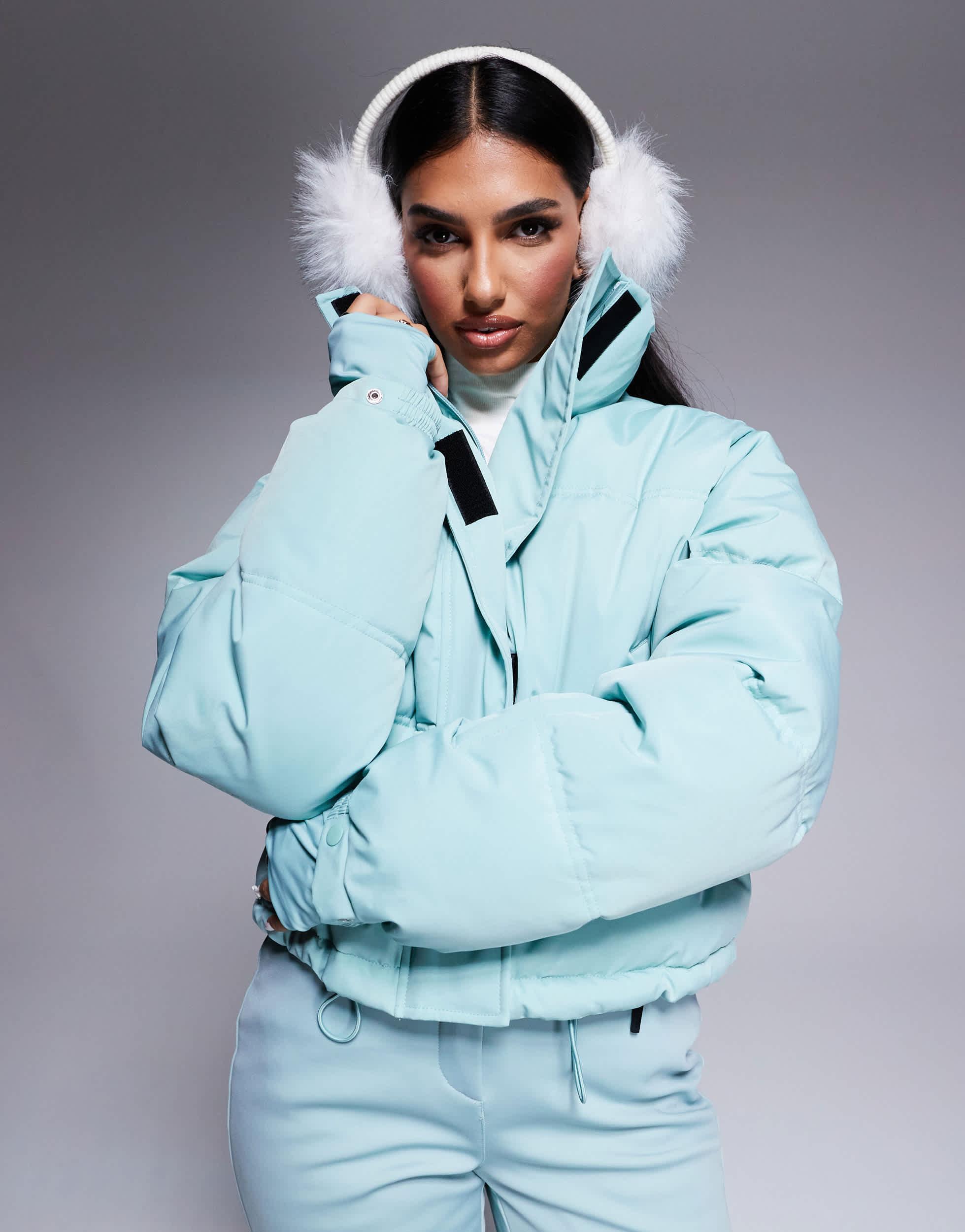 ASOS Ski Boxy Fit Puffer Ski Jacket in Blue | Lyst