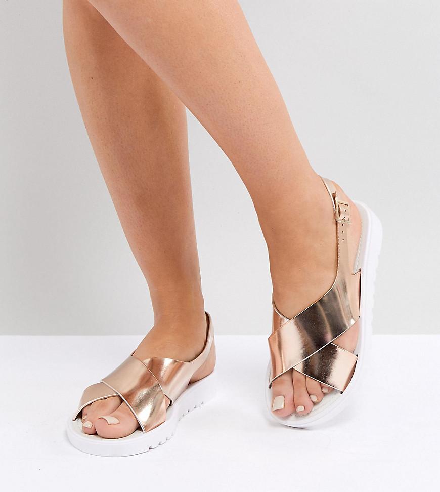 ASOS Denim Asos Frequent Wide Fit Jelly Flat Sandals in Gold (Metallic ...