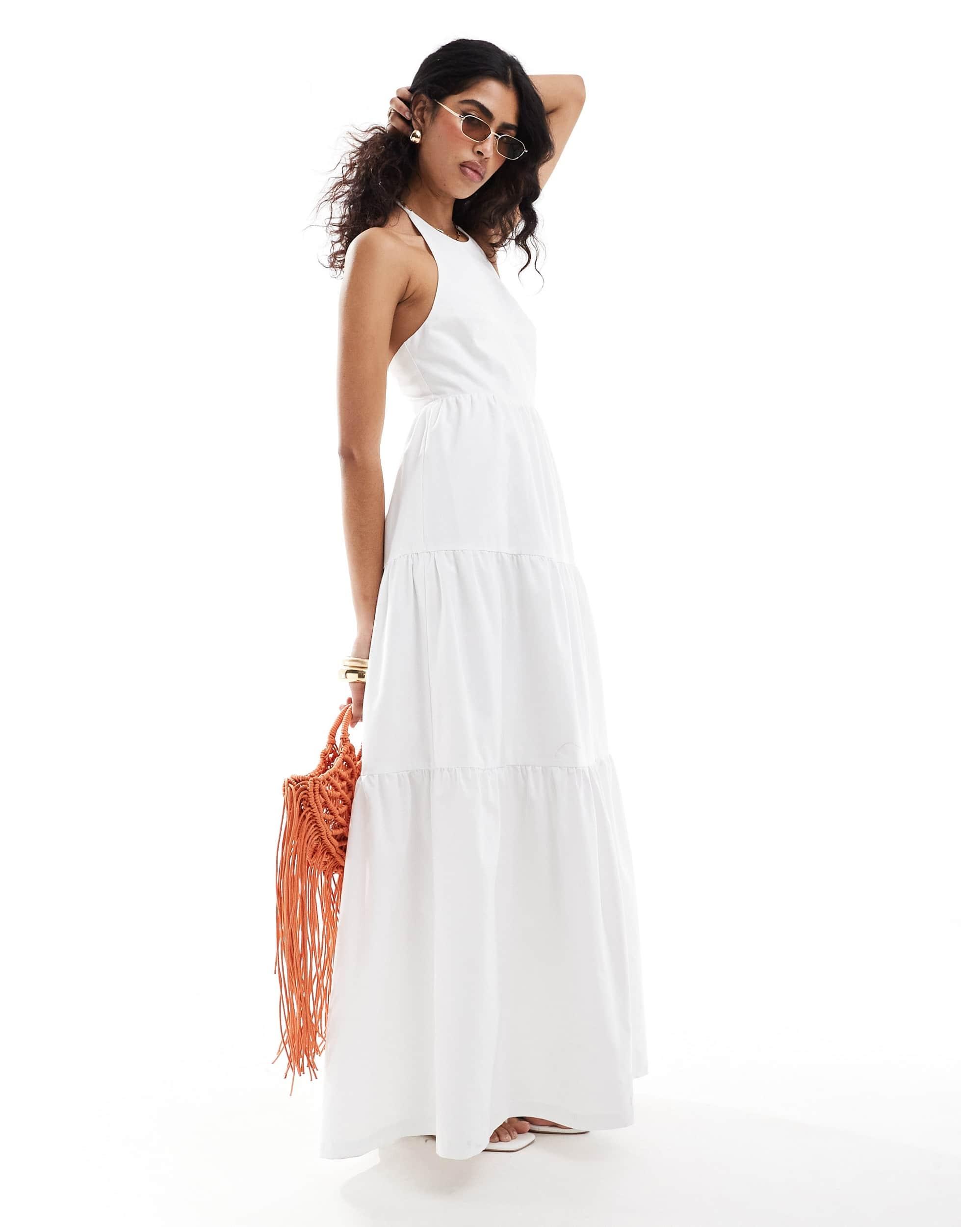 The Frolic Exclusive Sandy Shirred Back Tiered Maxi Beach Dress in ...