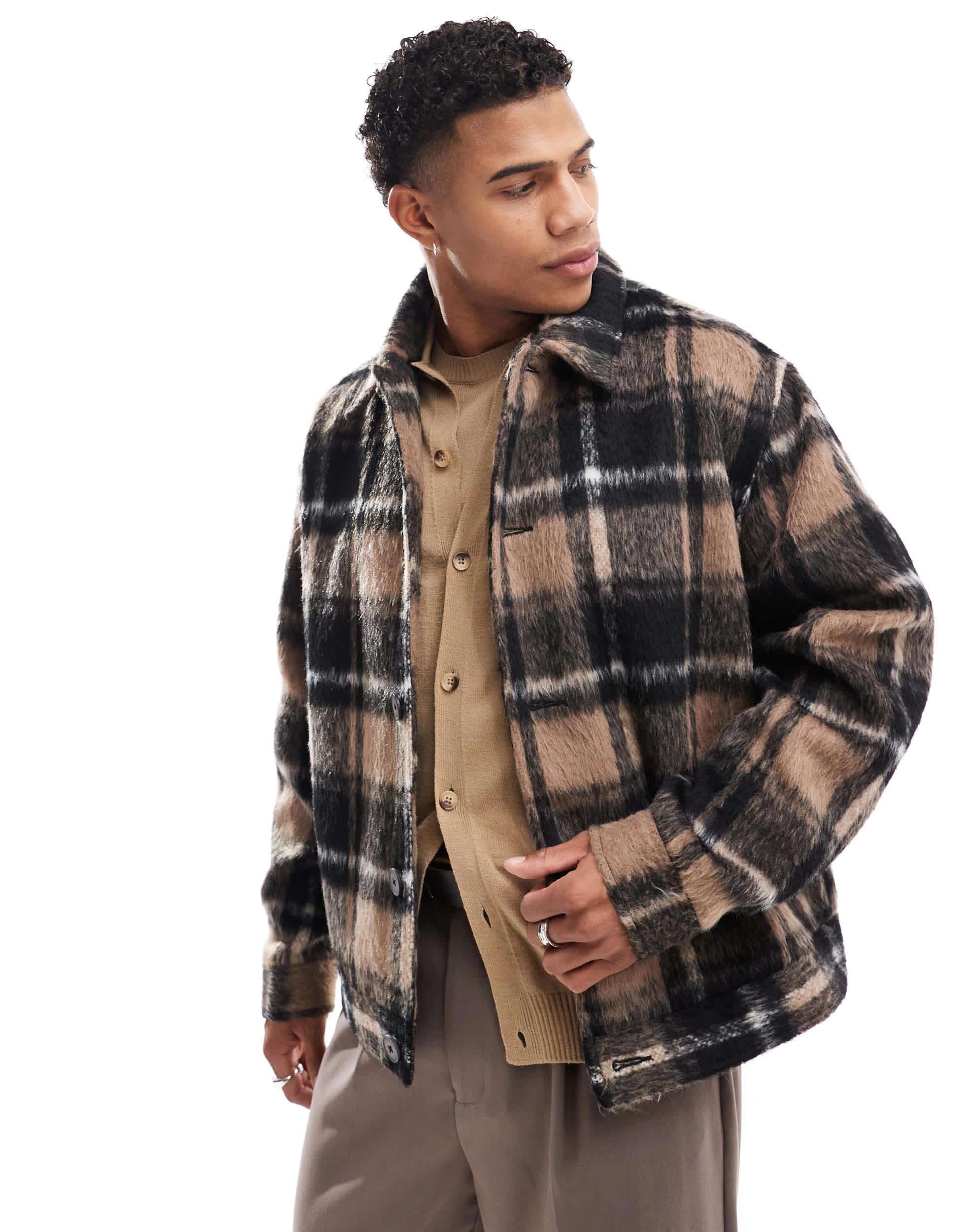 ASOS Wool Look Oversized Harrington Jacket in Black for Men | Lyst