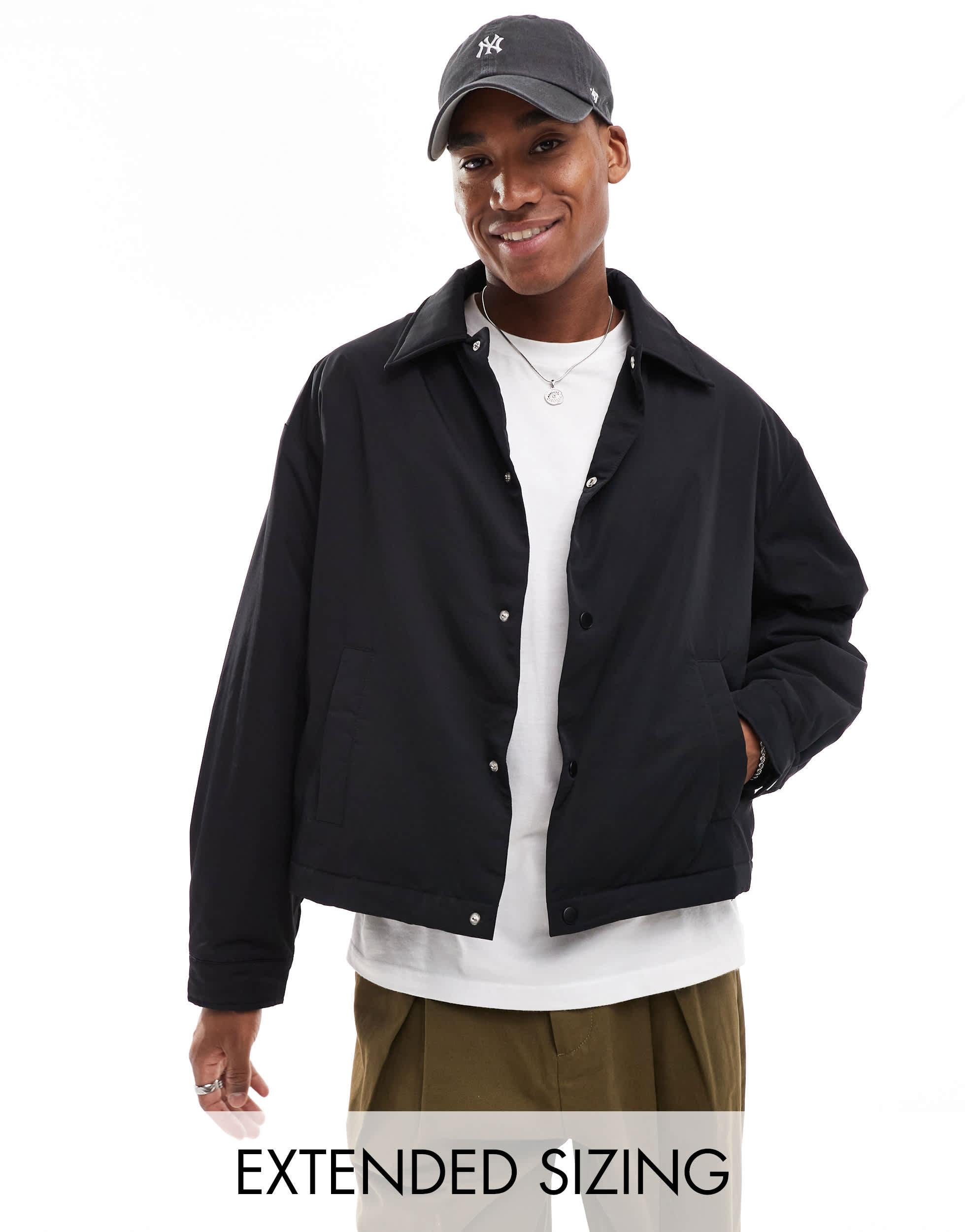 ASOS Oversized Cropped Harrington Jacket in Blue for Men | Lyst