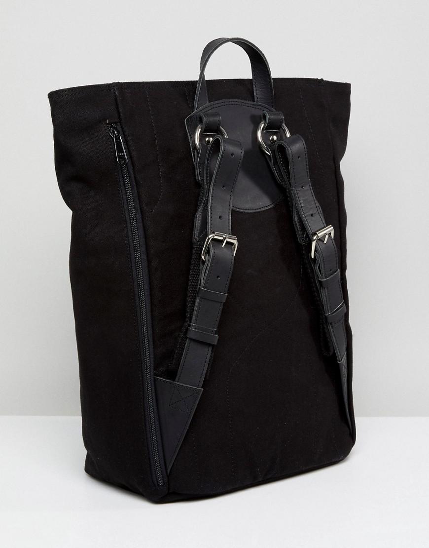 Black Square Leather Backpack | IUCN Water