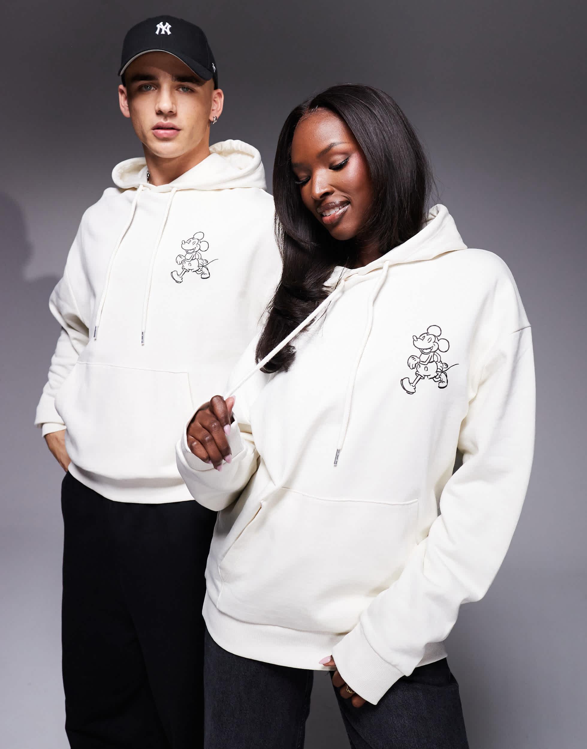 ASOS Disney Oversized Hoodie With Mickey Mouse Prints in White | Lyst