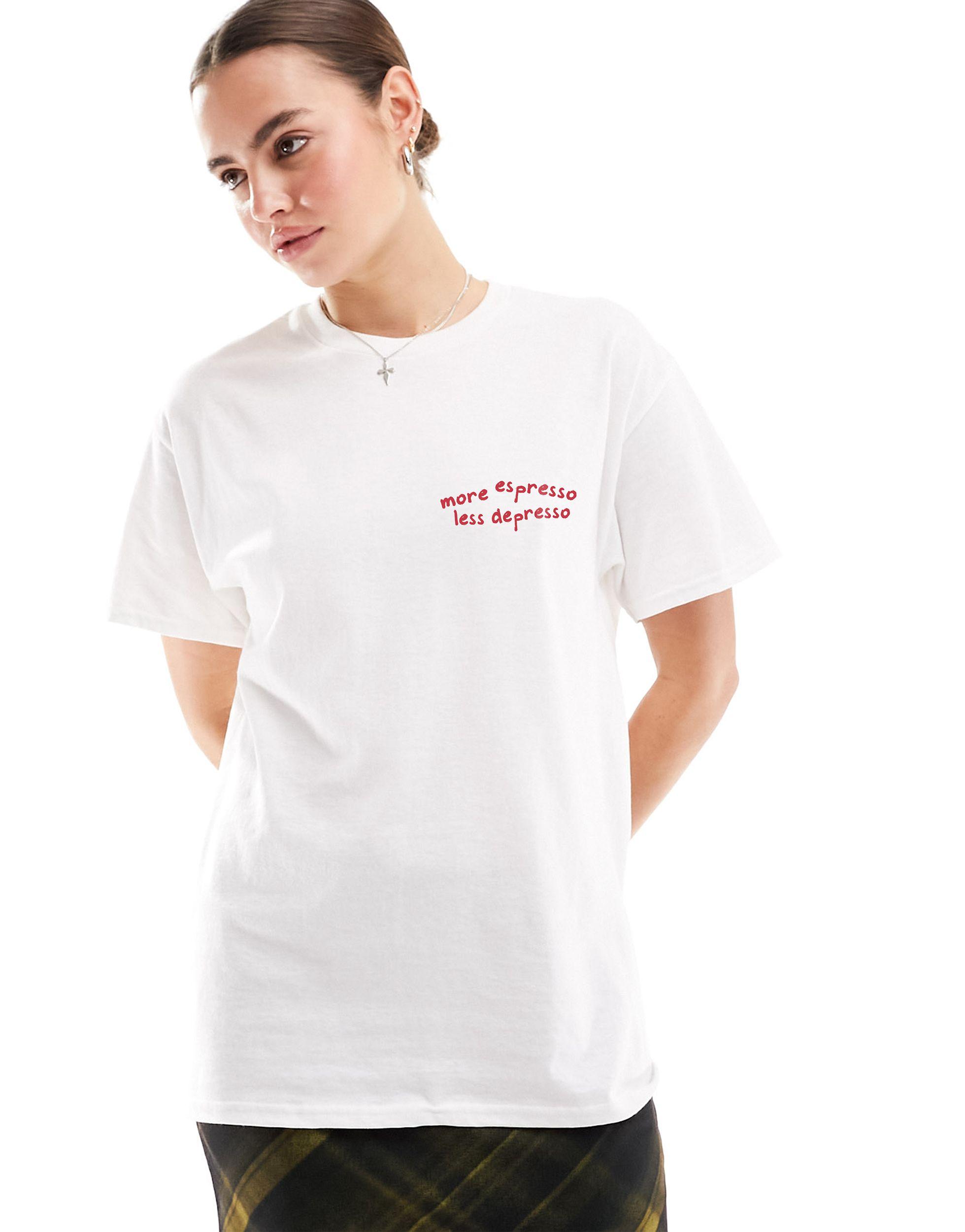 ASOS Oversized T-shirt With Croissant Espresso Graphic in White | Lyst