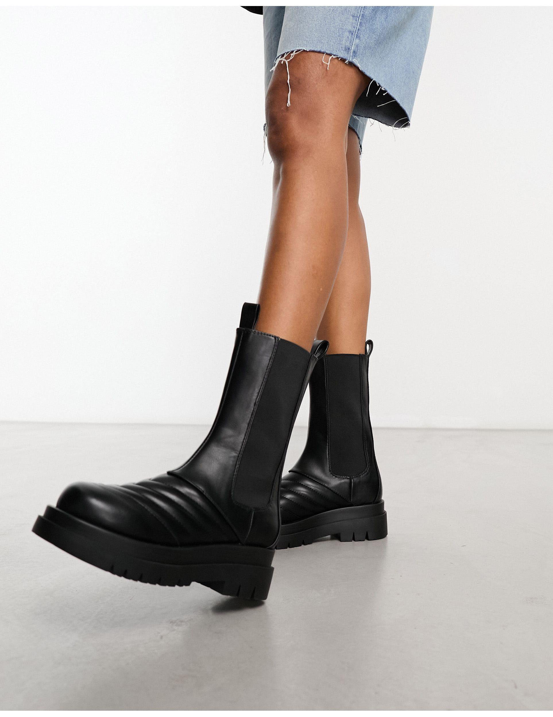 Raid Adalee Stitch Detail Calf Length Boots in Black | Lyst
