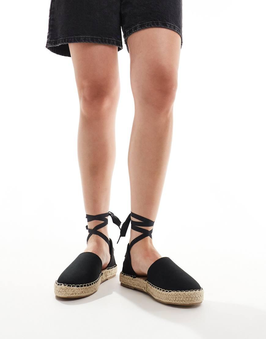 Truffle Collection Ankle Tie Espadrilles in Black Lyst UK