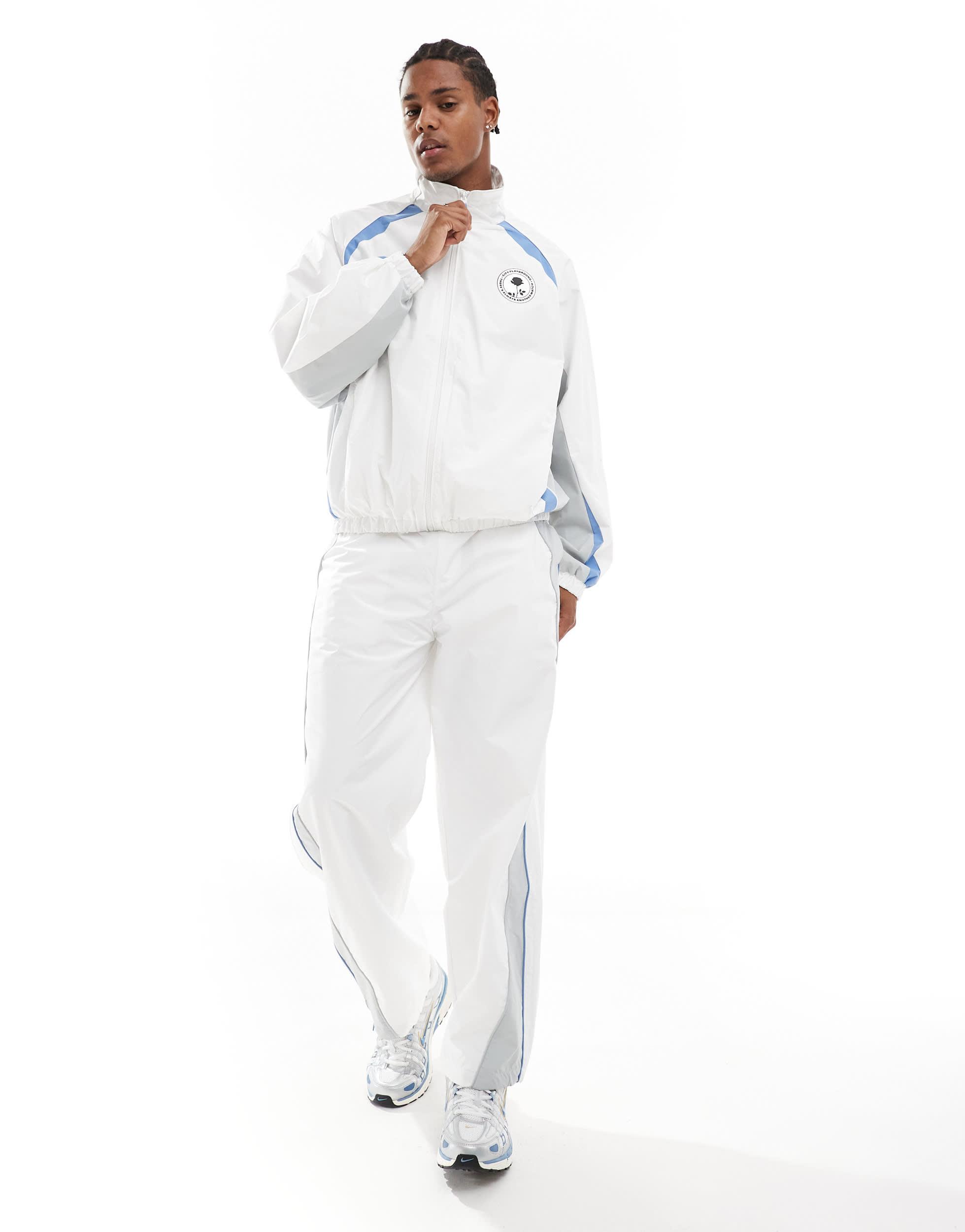 Bershka Sporty Panel Tracksuit Jacket in White for Men | Lyst
