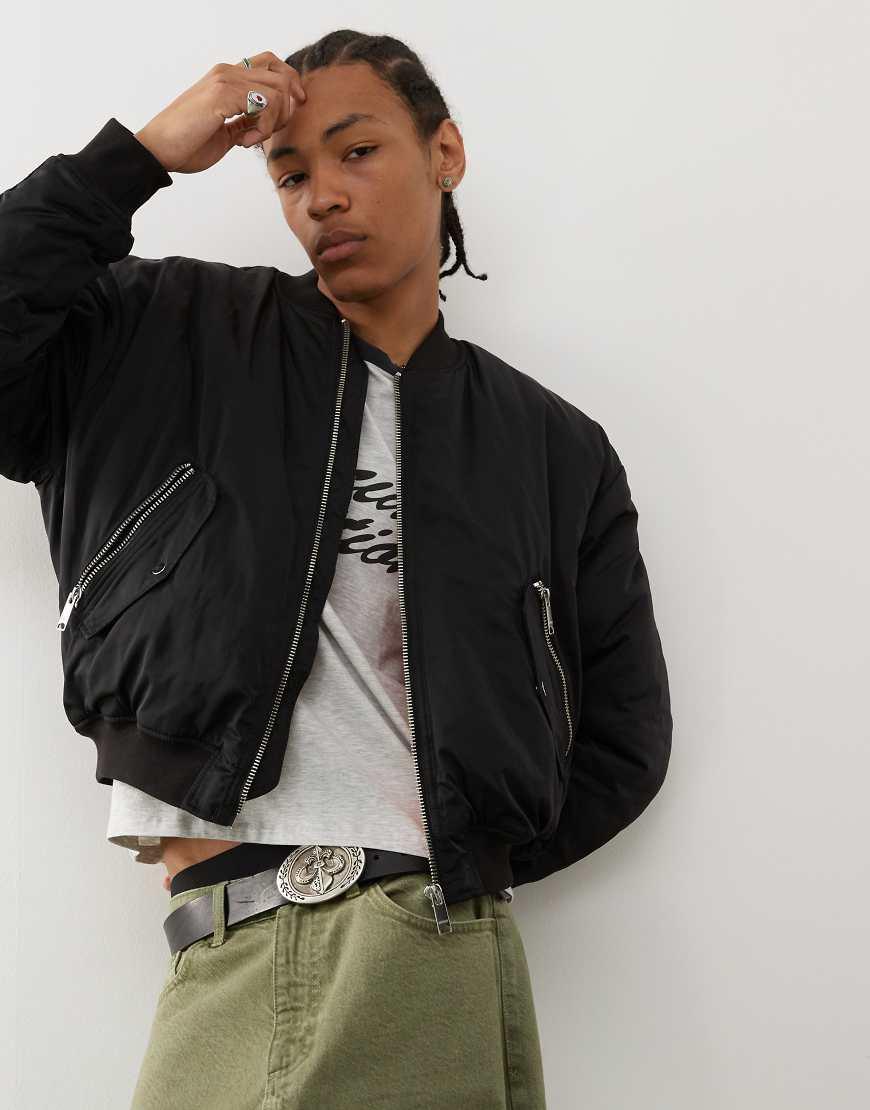 Weekday Lionel Utility Bomber Jacket in Black for Men | Lyst UK