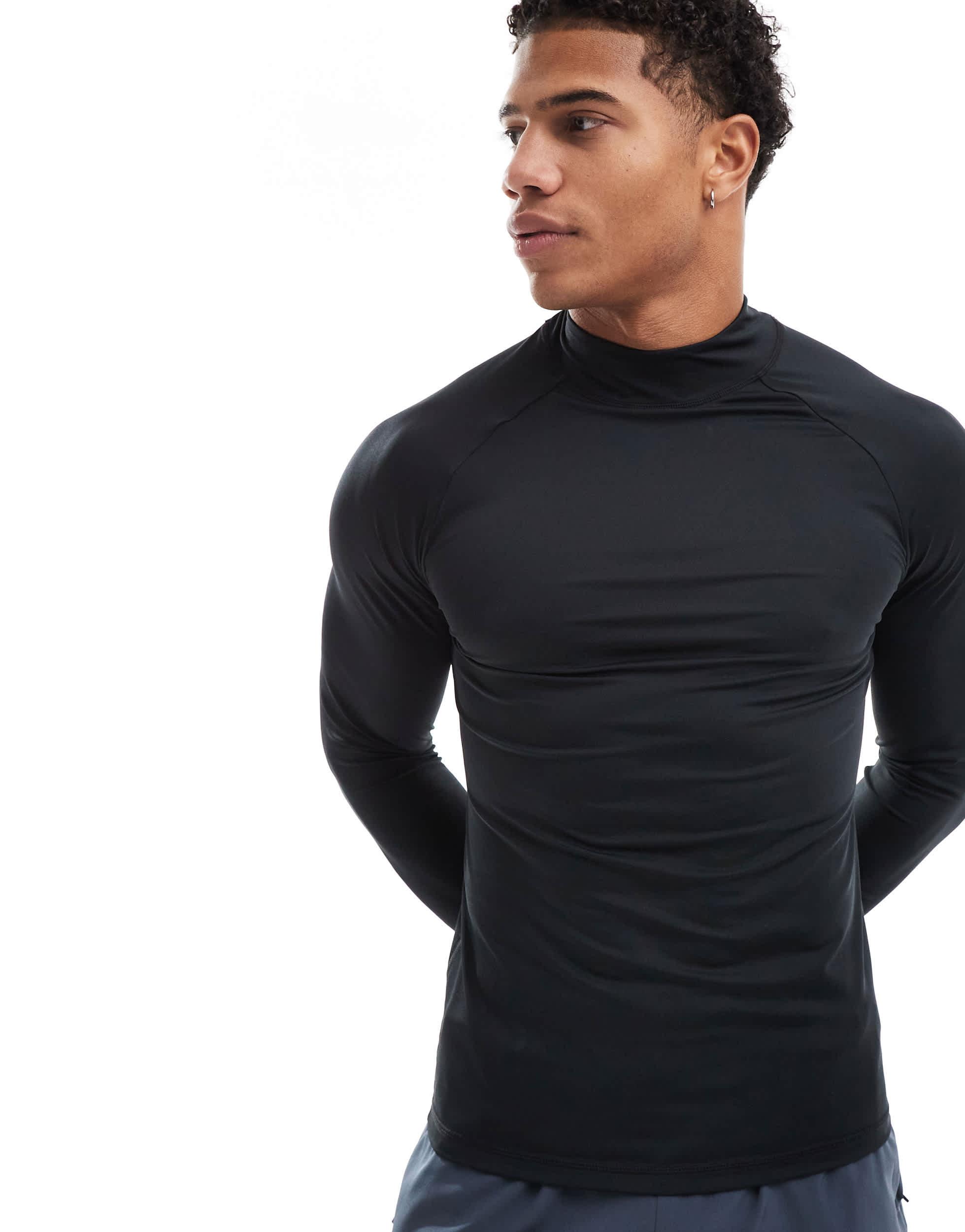ASOS Icon Training Long Sleeve Muscle Fit Base Layer With Mock Neck in ...