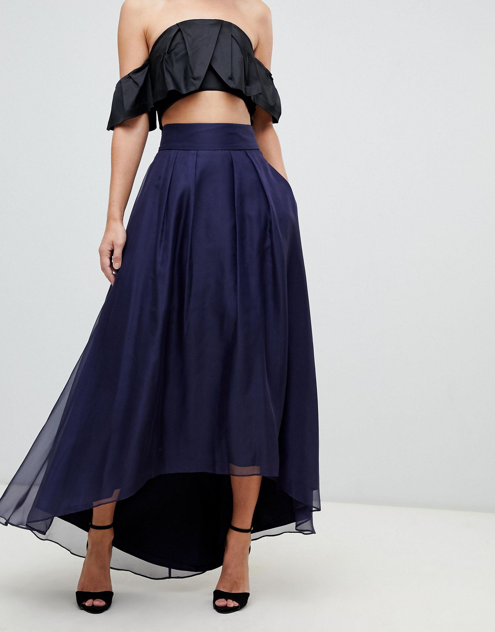 Blue High Low Skirts
