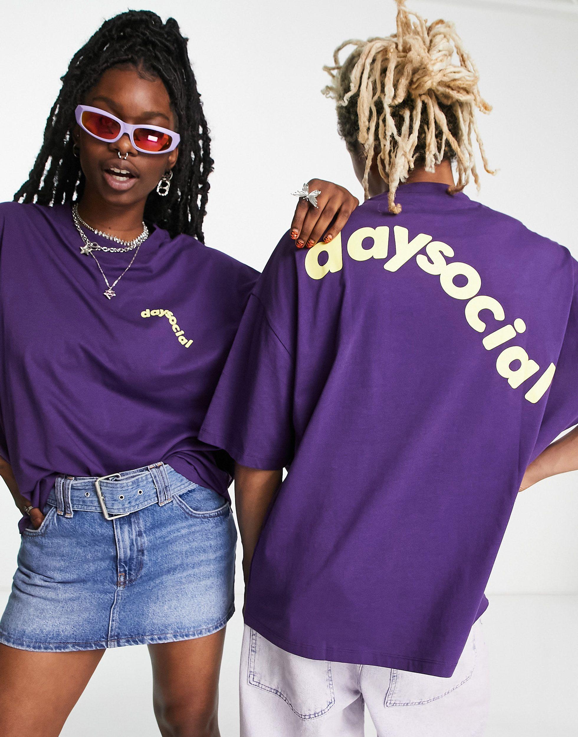 Asos Asos Daysocial Unisex Oversized T Shirt With Logo Front And Back
