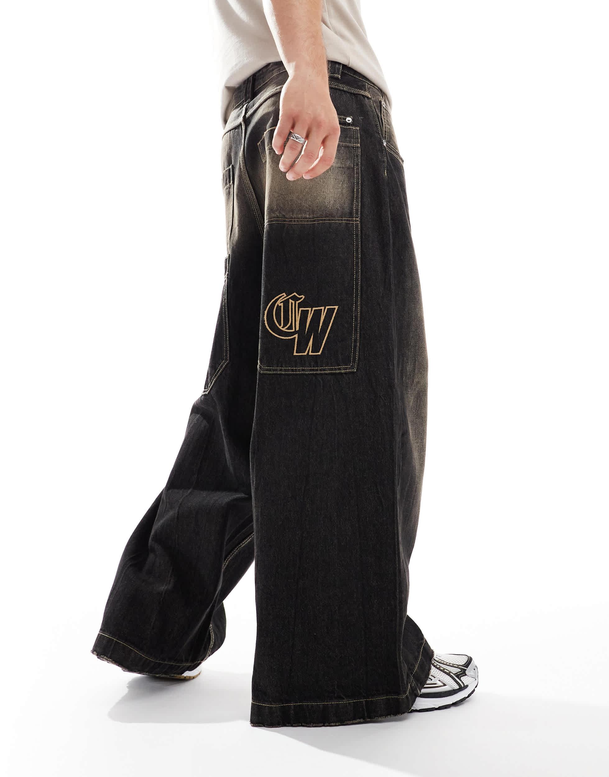 Bershka Mega Baggy Fit Jeans in Black for Men | Lyst