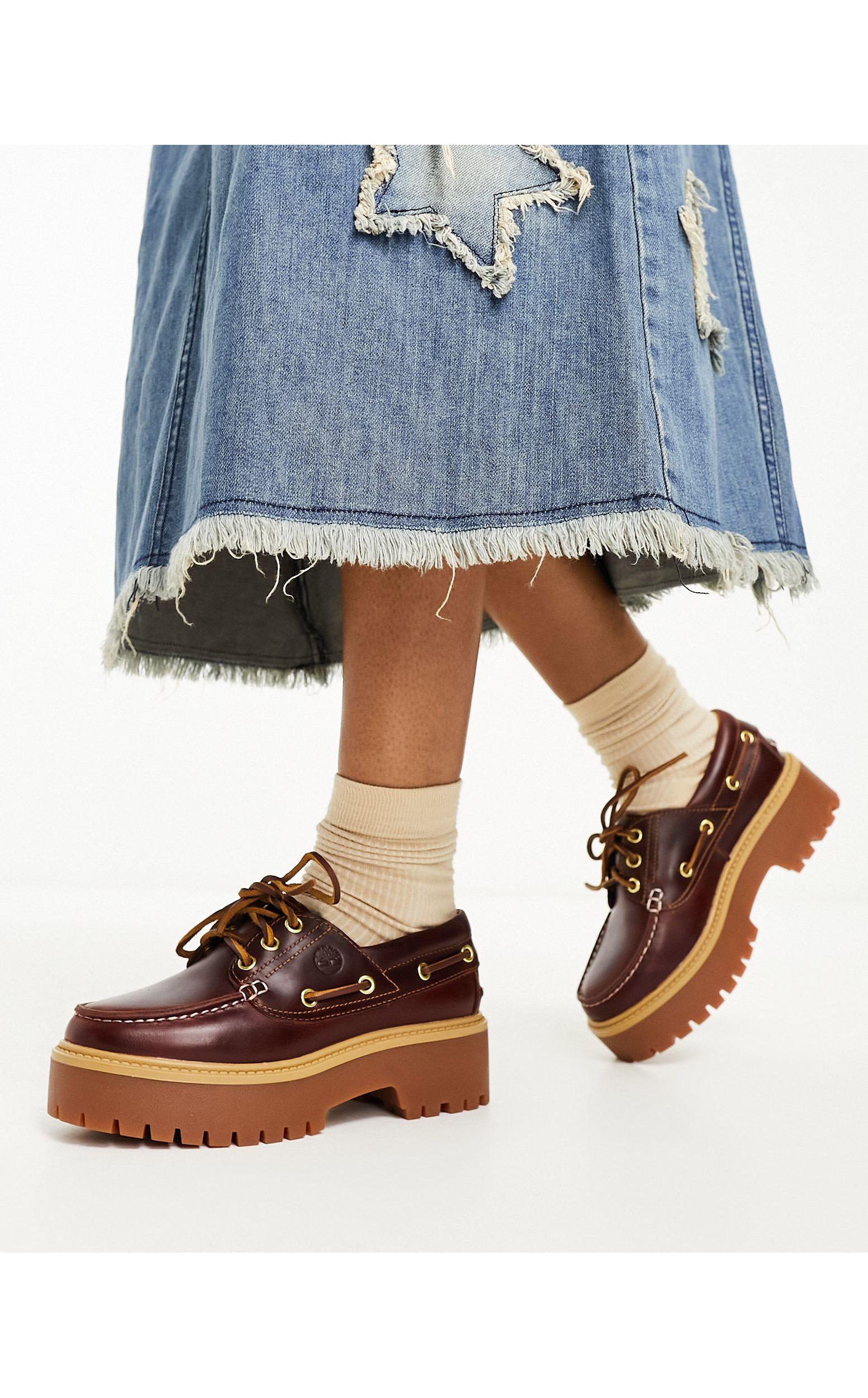 Timberland Premium Elevated Platform 3 Eye Boat Shoes in Blue | Lyst UK