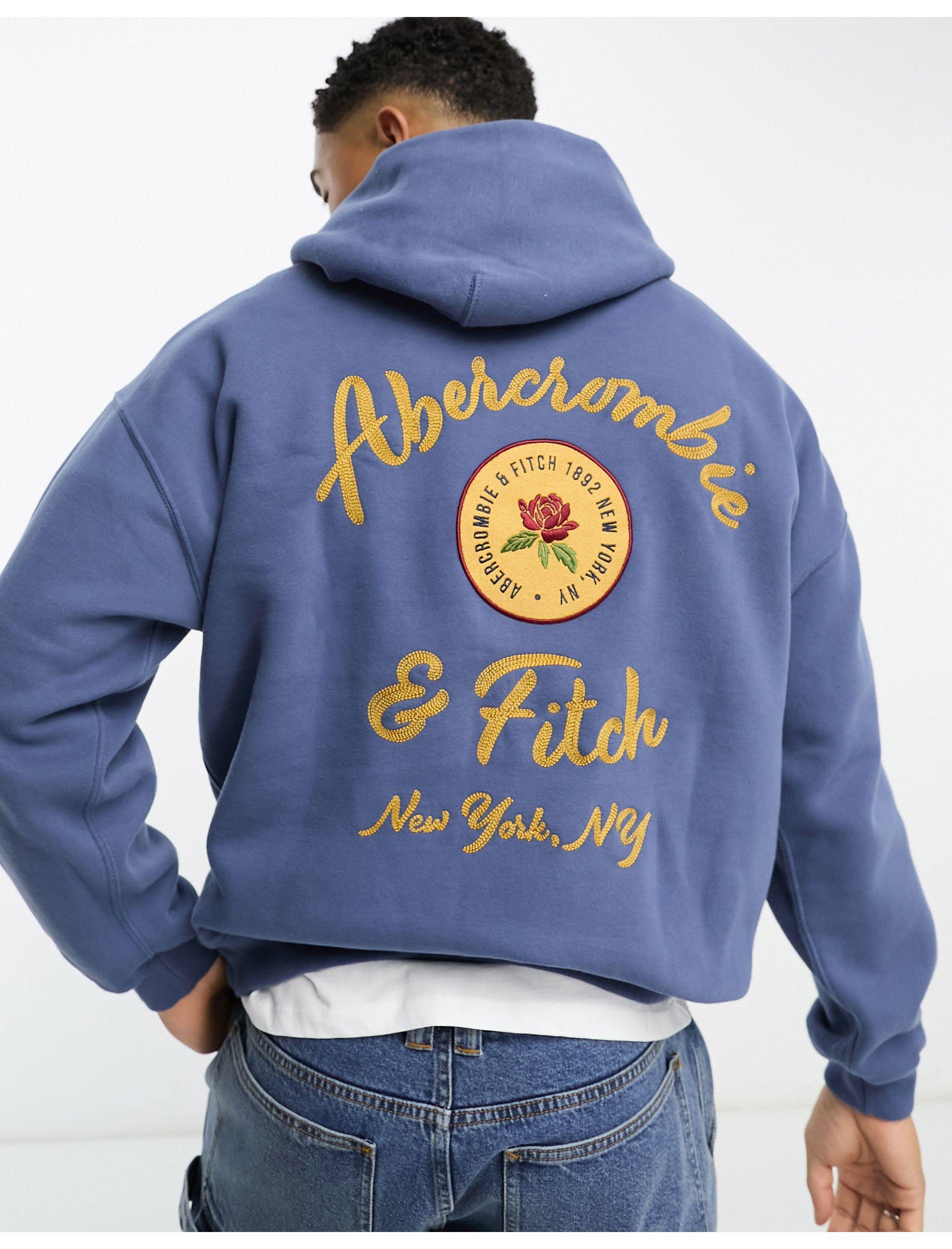 Abercrombie & Fitch Back Logo Hoodie in Blue for Men | Lyst UK