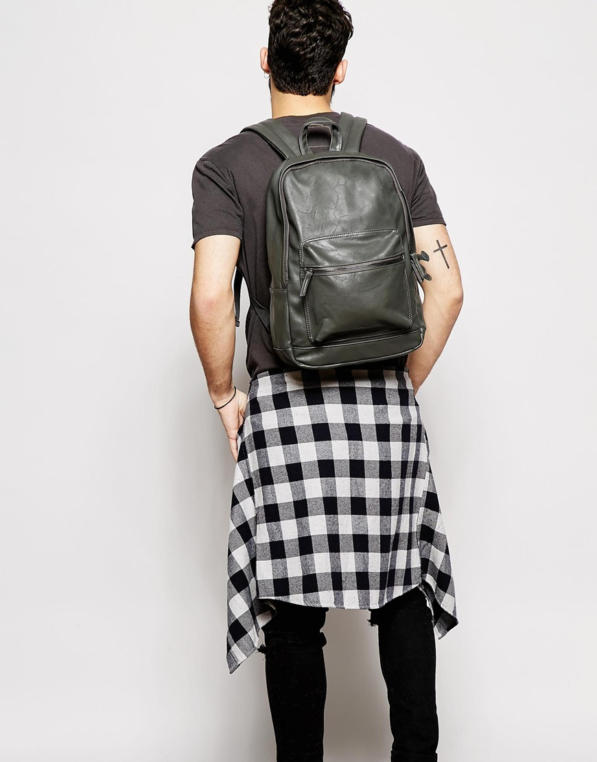 Grey Leather Backpack Mens | semashow.com
