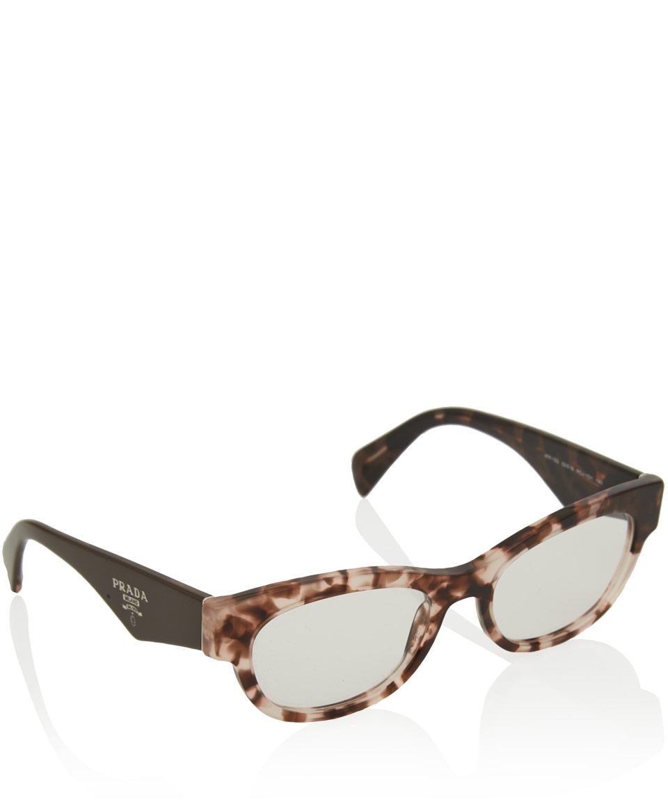 Lyst Prada Pink Tortoiseshell Oval Glasses In Pink