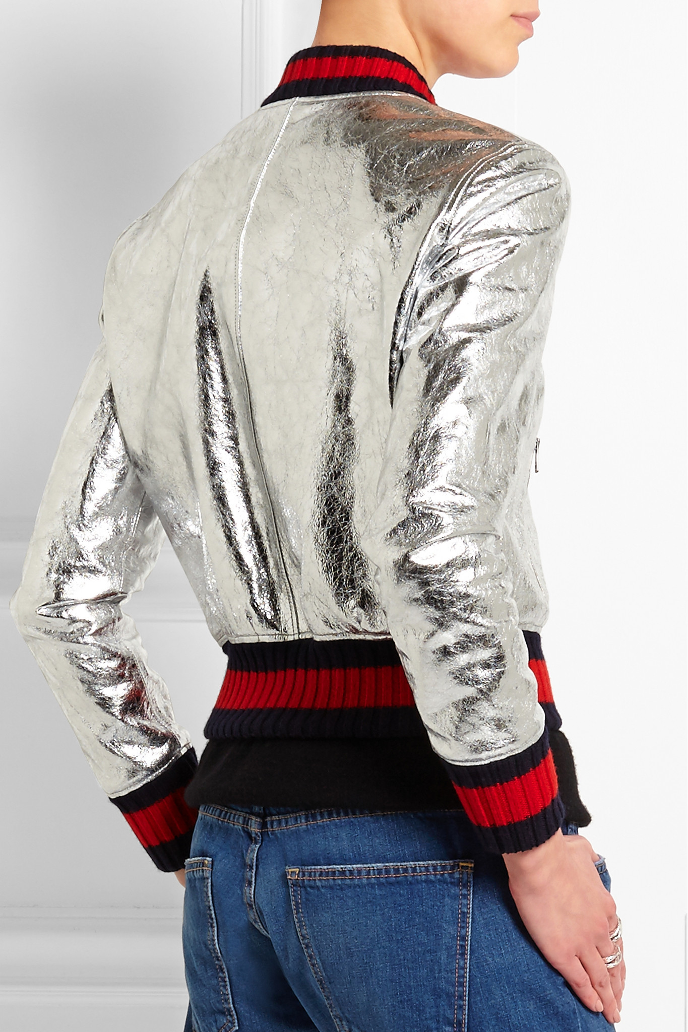 Lv Silver Leather Jacket | semashow.com