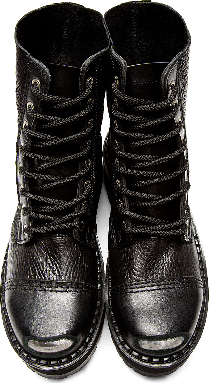 Underground Black Leather Steel Toe Platform Combat Boots for Men - Lyst