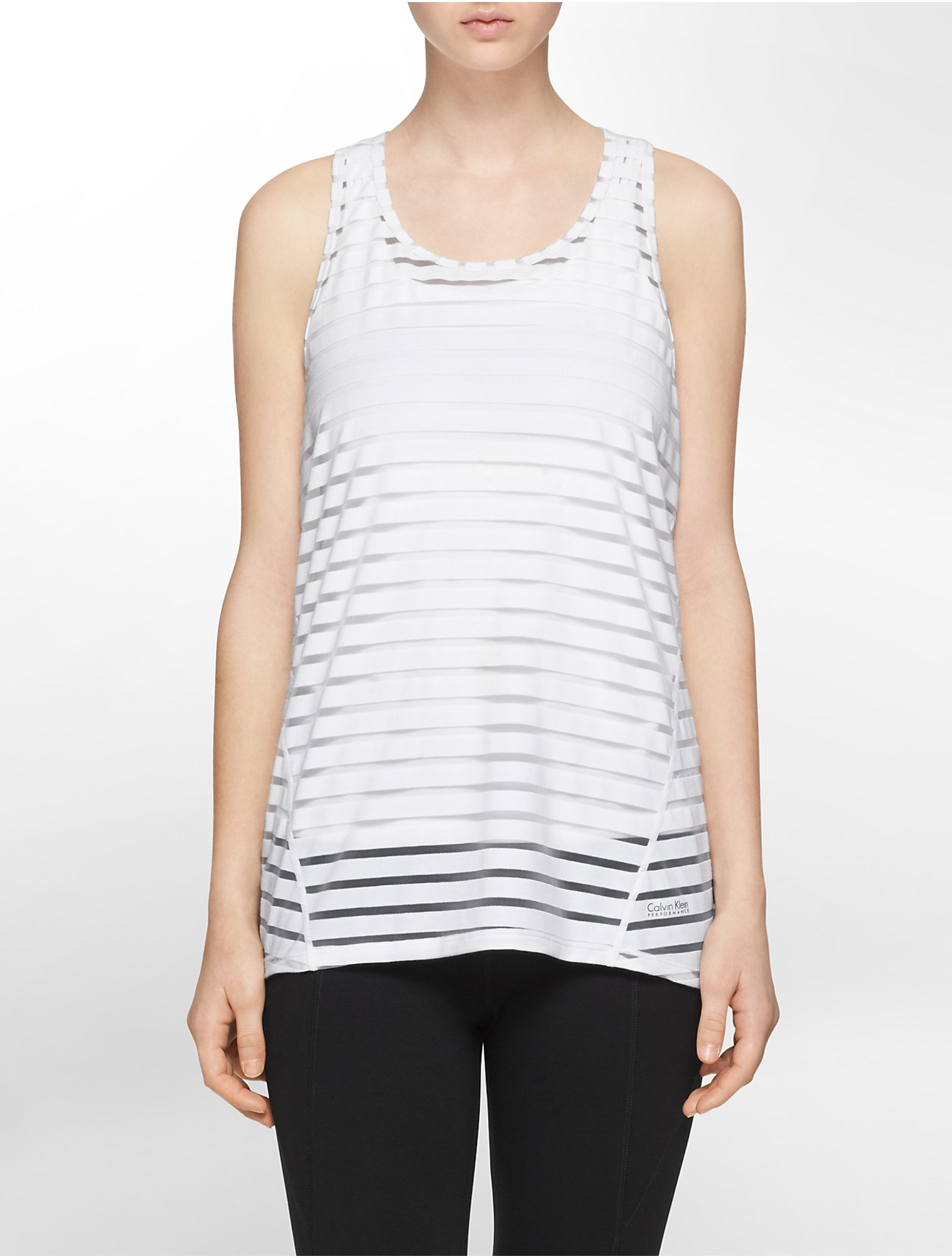 Lyst Calvin Klein White Label Performance Sheer Stripe High Low Tank