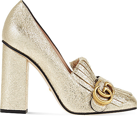 Gucci Marmont Fringed Loafer Heel in Metallic - Save 19% | Lyst