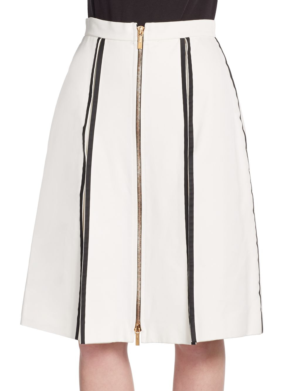 Fendi Inverted Pleat Skirt in White (Black) - Lyst