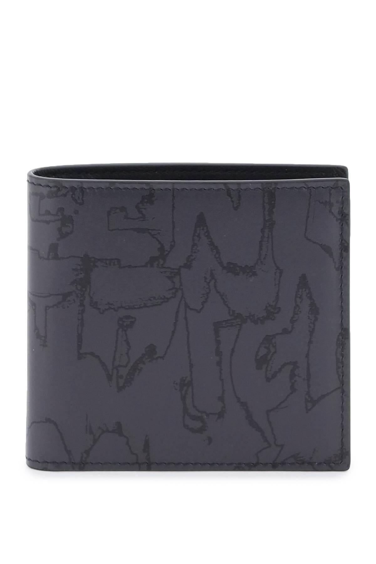 Alexander McQueen Graffiti Bi-fold Wallet in Gray for Men | Lyst