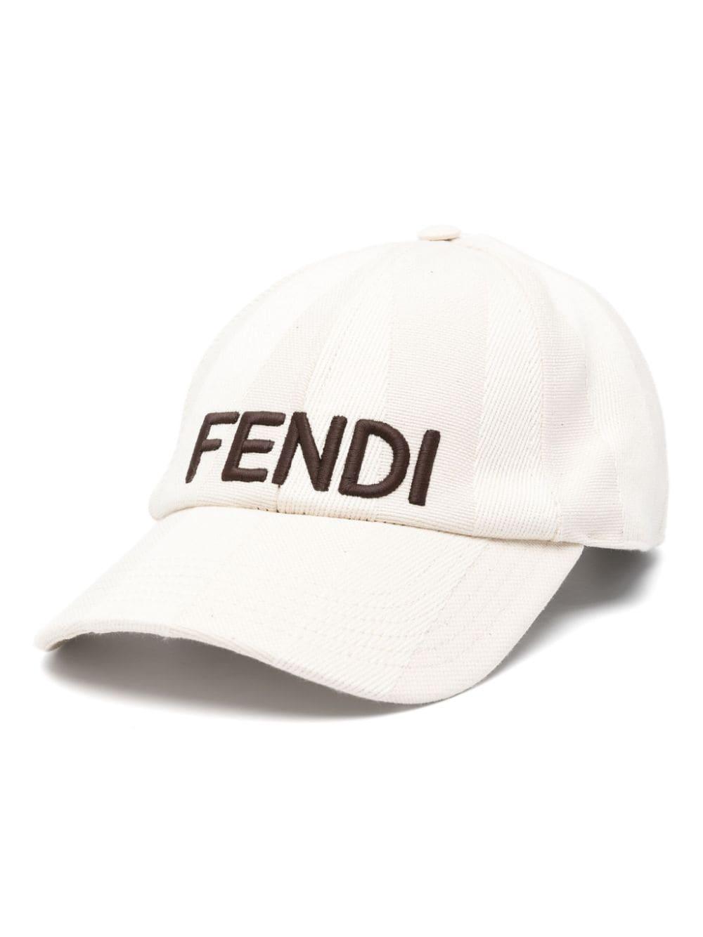 Fendi Logo-Embroidered Cap in White | Lyst