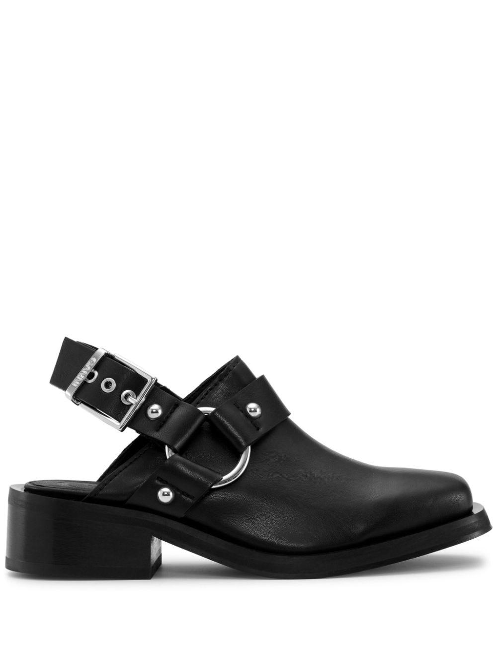 Ganni Biker Slingback Mule in Black | Lyst