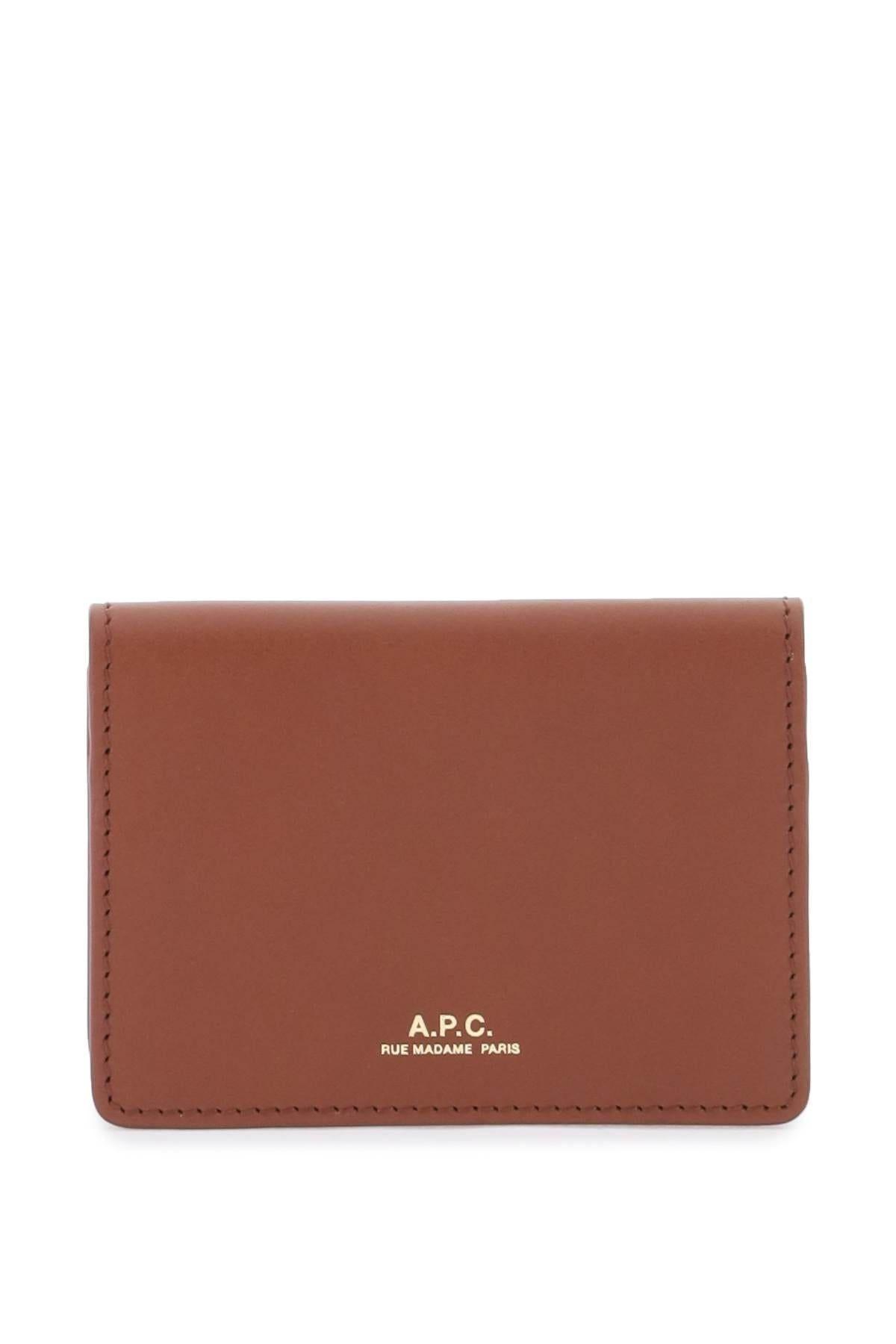 A.P.C. Leather Stefan Card Holder in Brown | Lyst