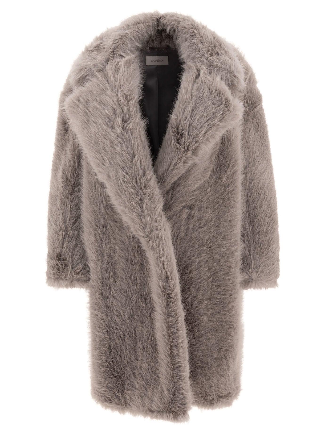 Max Mara Faux Fur Coat Coats in Gray | Lyst