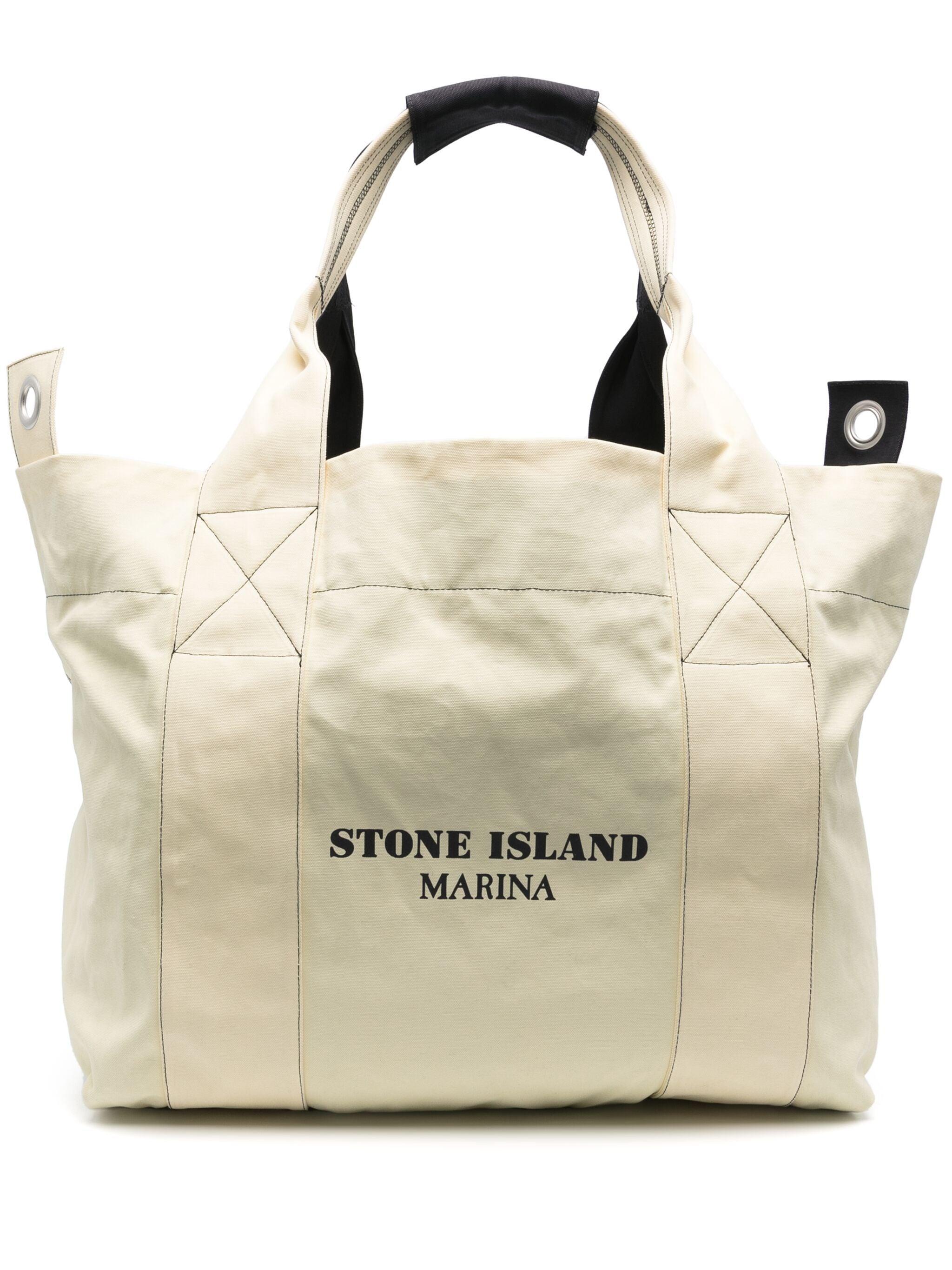 Stone Island Cotton Canvas Tote Bag in Natural for Men | Lyst