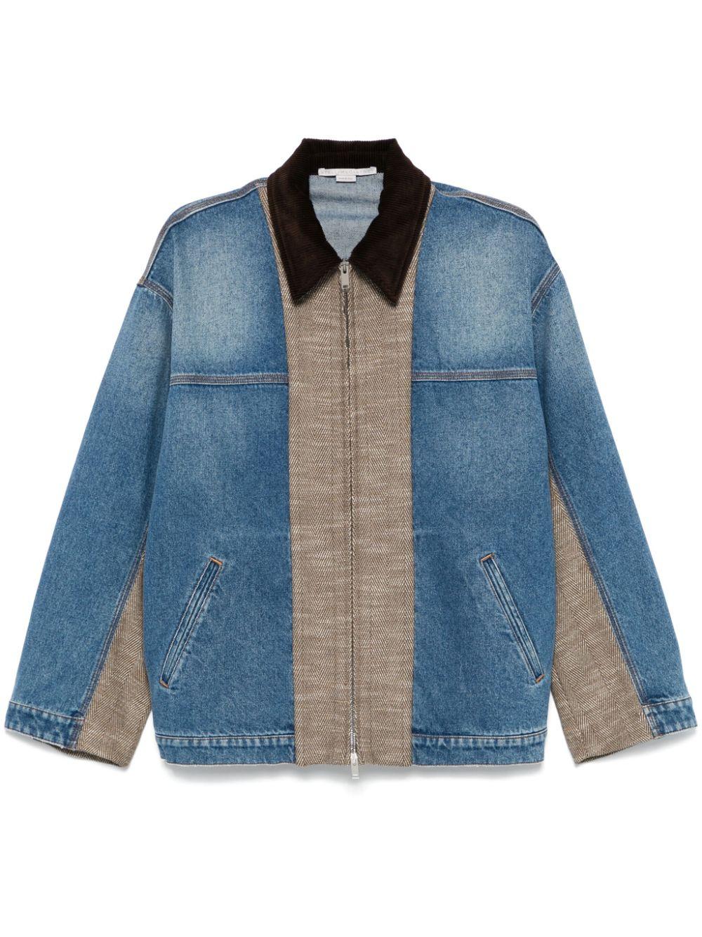 Stella McCartney Denim And Tweed Jacket in Blue | Lyst