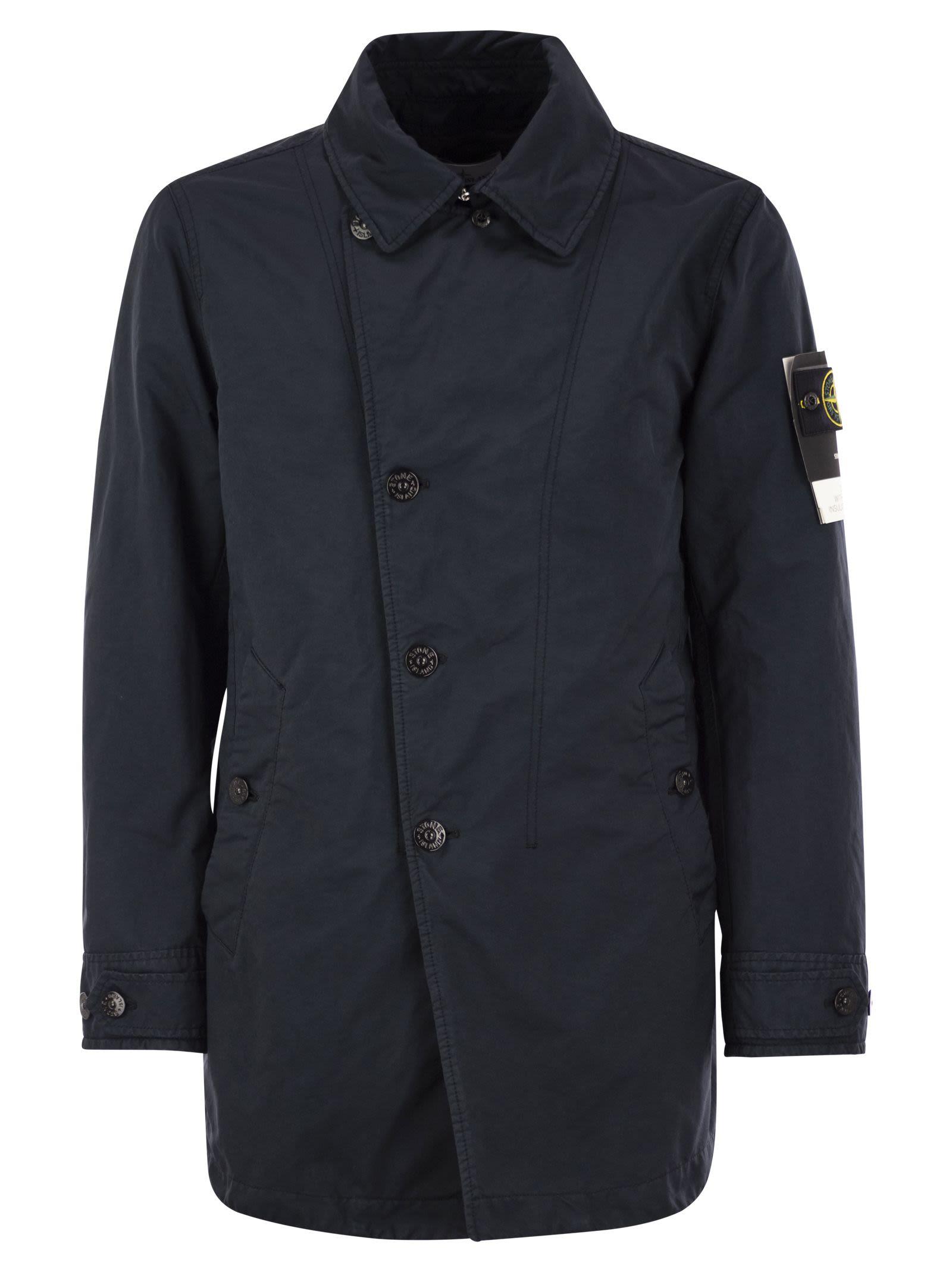 Stone Island Short Trench Coat With Anti Drip Treatment in Blue for Men ...