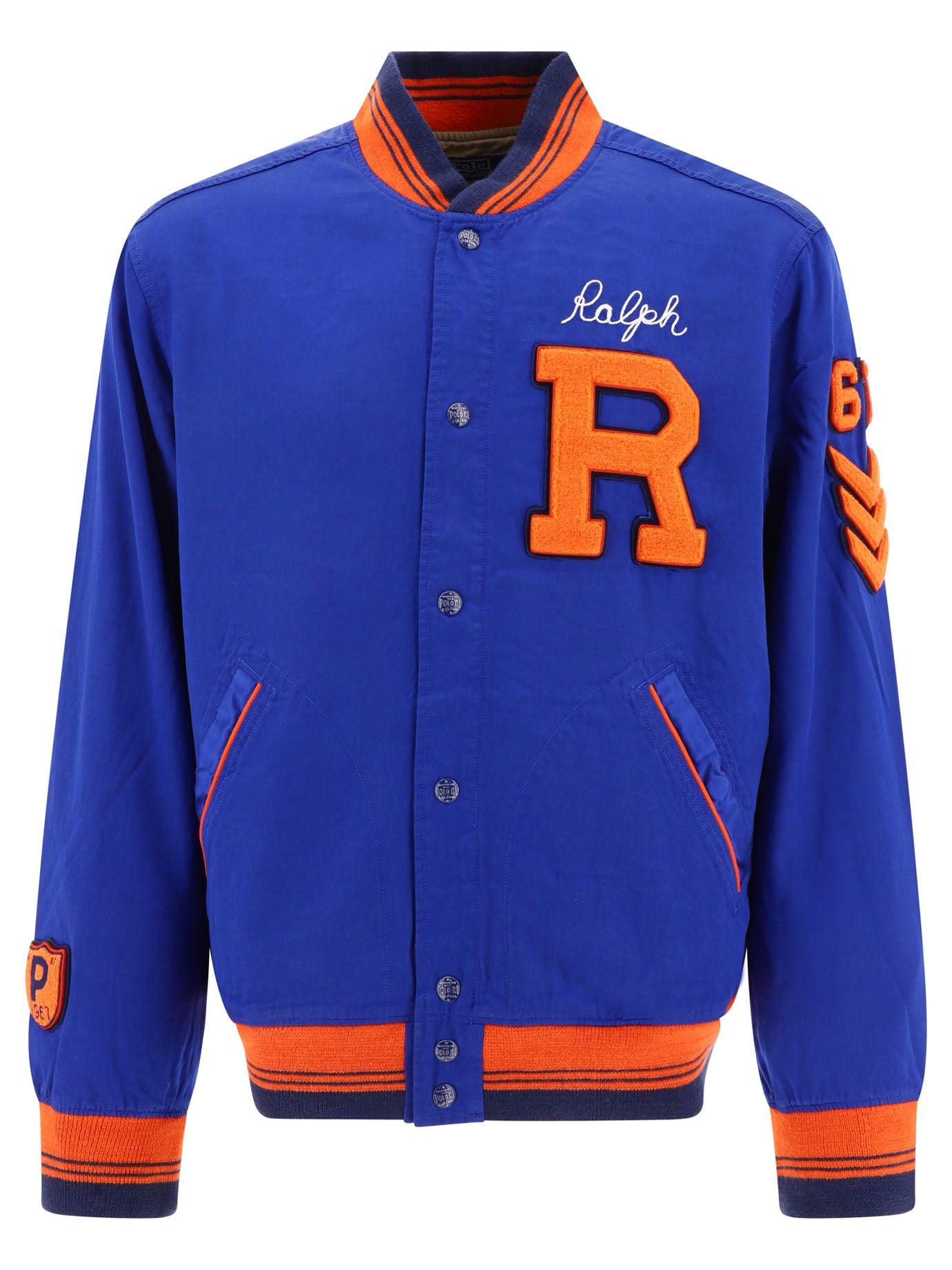 Polo Ralph Lauren Logo Embroidered Satin Baseball Bomber Jacket in Blue ...