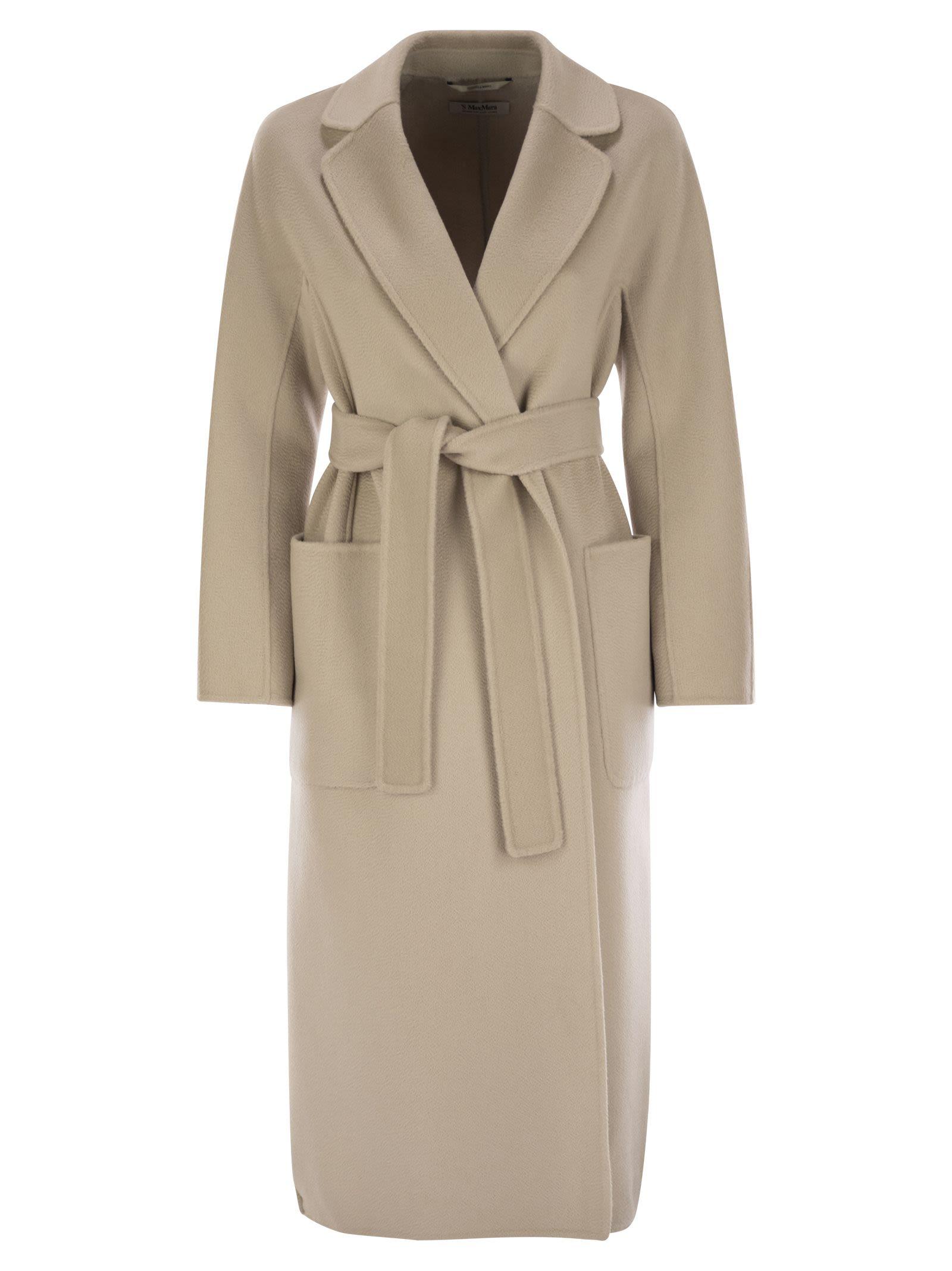 Max Mara Wool-Cashmere Lapel Dressing Gown Coat in Natural | Lyst