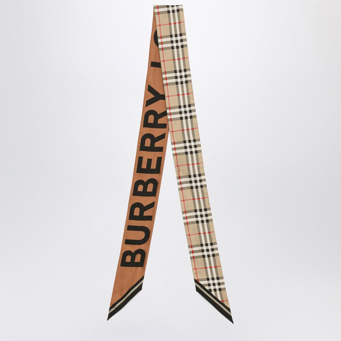 Burberry Thin Silk Scarf With Check Print And Logo in Metallic | Lyst