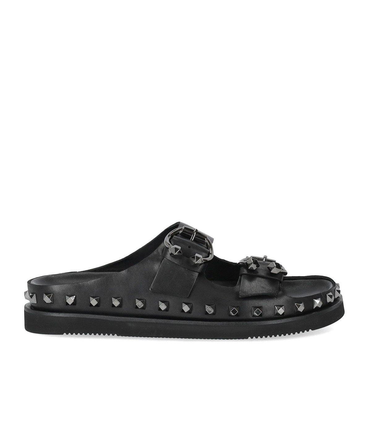 Ash Ulla Studded Leather Slide Sandal in Black | Lyst