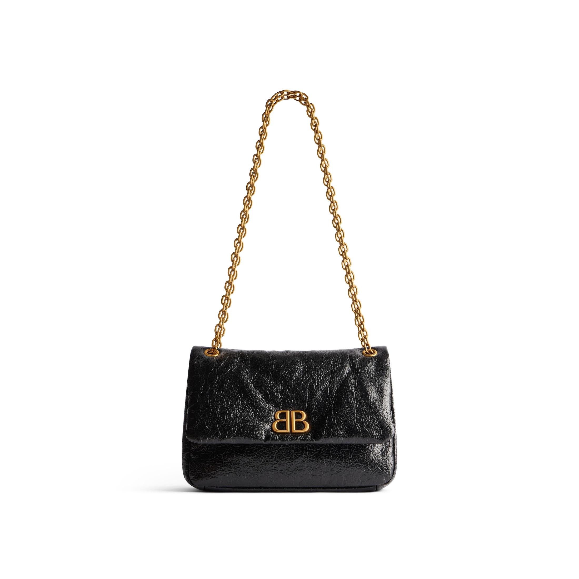 Balenciaga Monaco Leather Shoulder Bag in Black | Lyst
