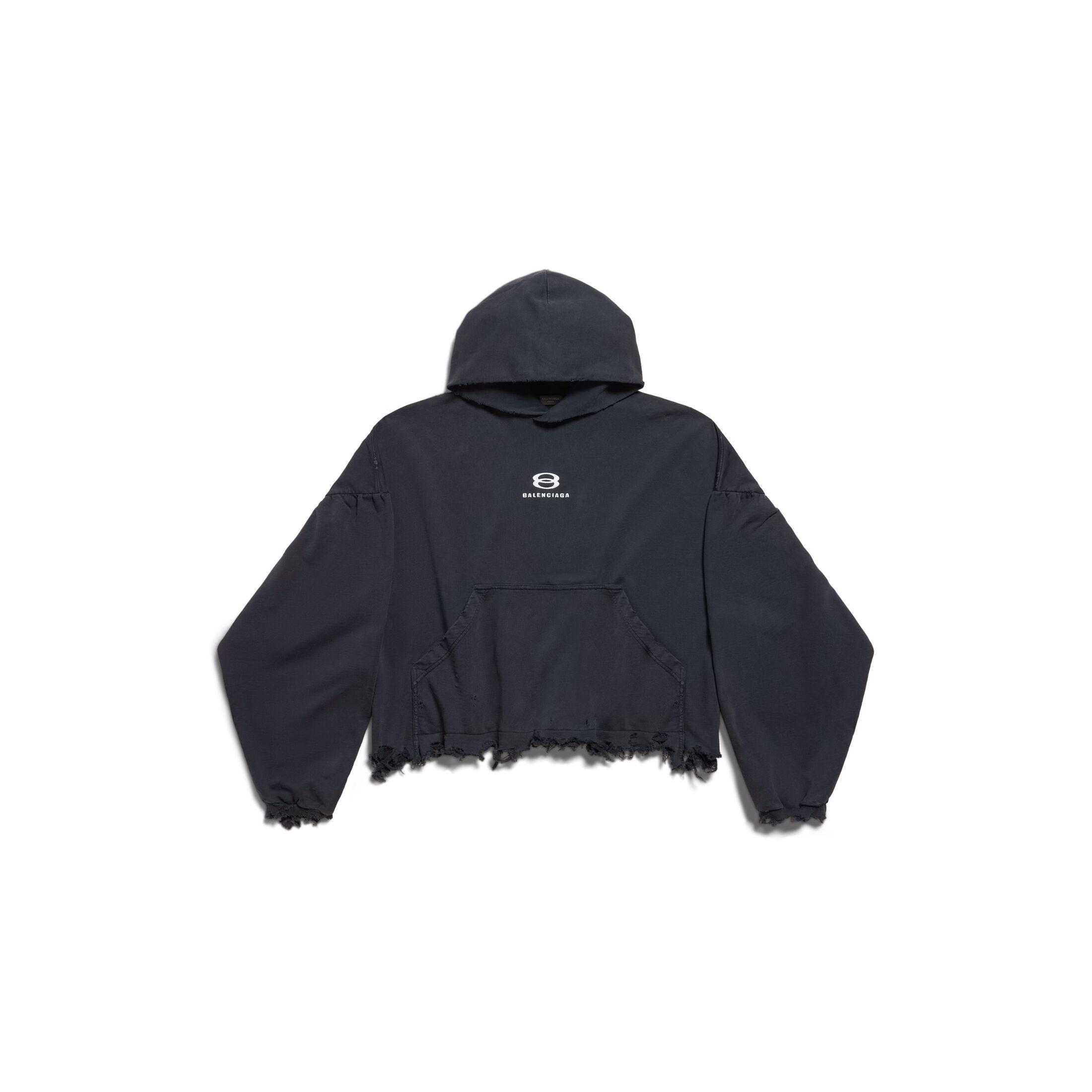 Balenciaga Unity Sports Icon Cropped Hoodie Oversized in Blue | Lyst