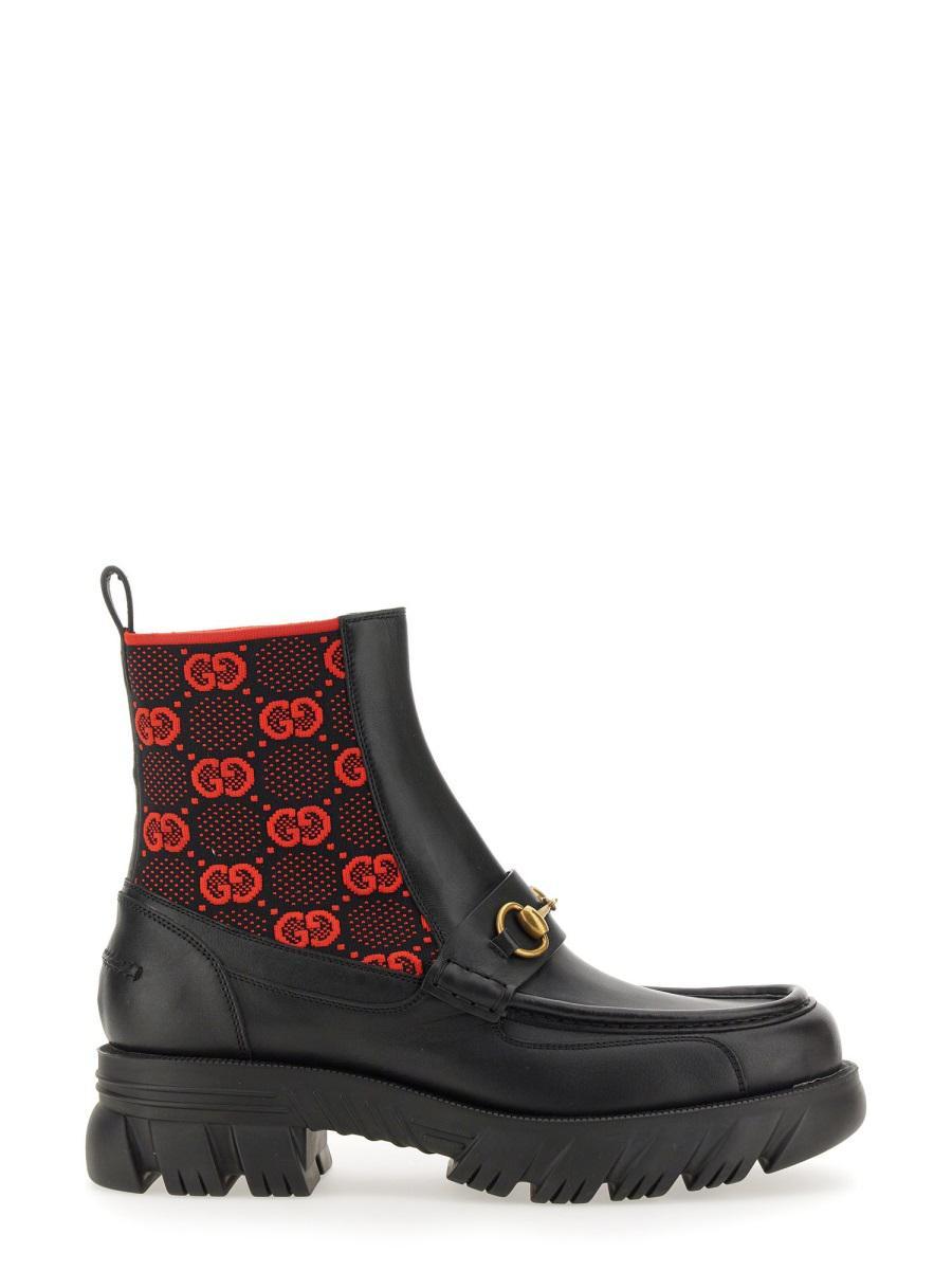 Gucci Gg Jersey Boot With Clamp in Red for Men | Lyst