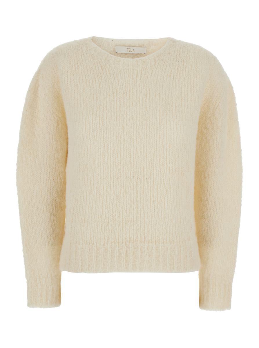 Tela Brushed Alpaca Knit Sweater in White | Lyst