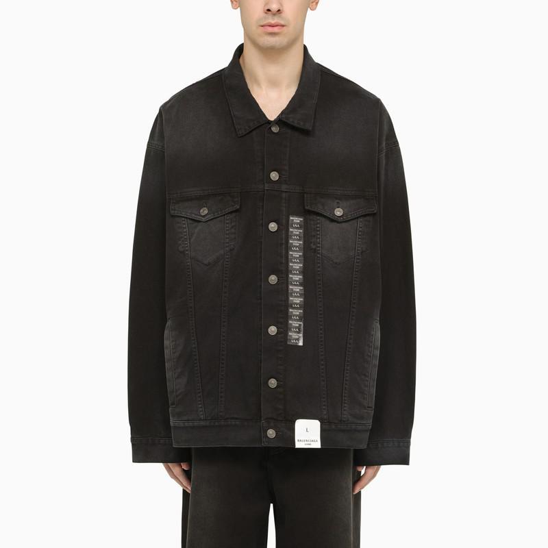 Balenciaga Denim Jacket With Size Stickers in Black for Men | Lyst