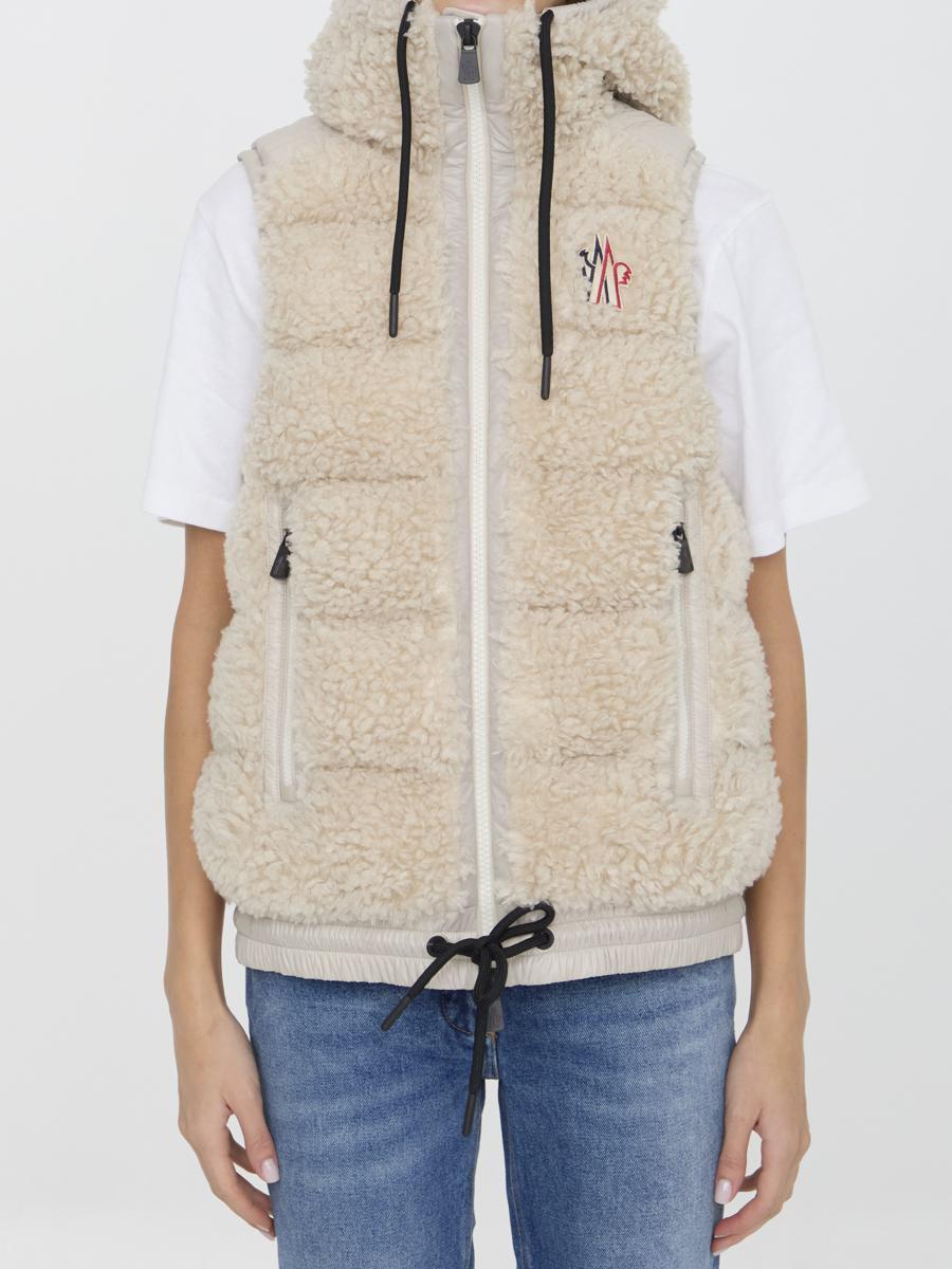 Moncler Padded Teddy Vest in Natural | Lyst