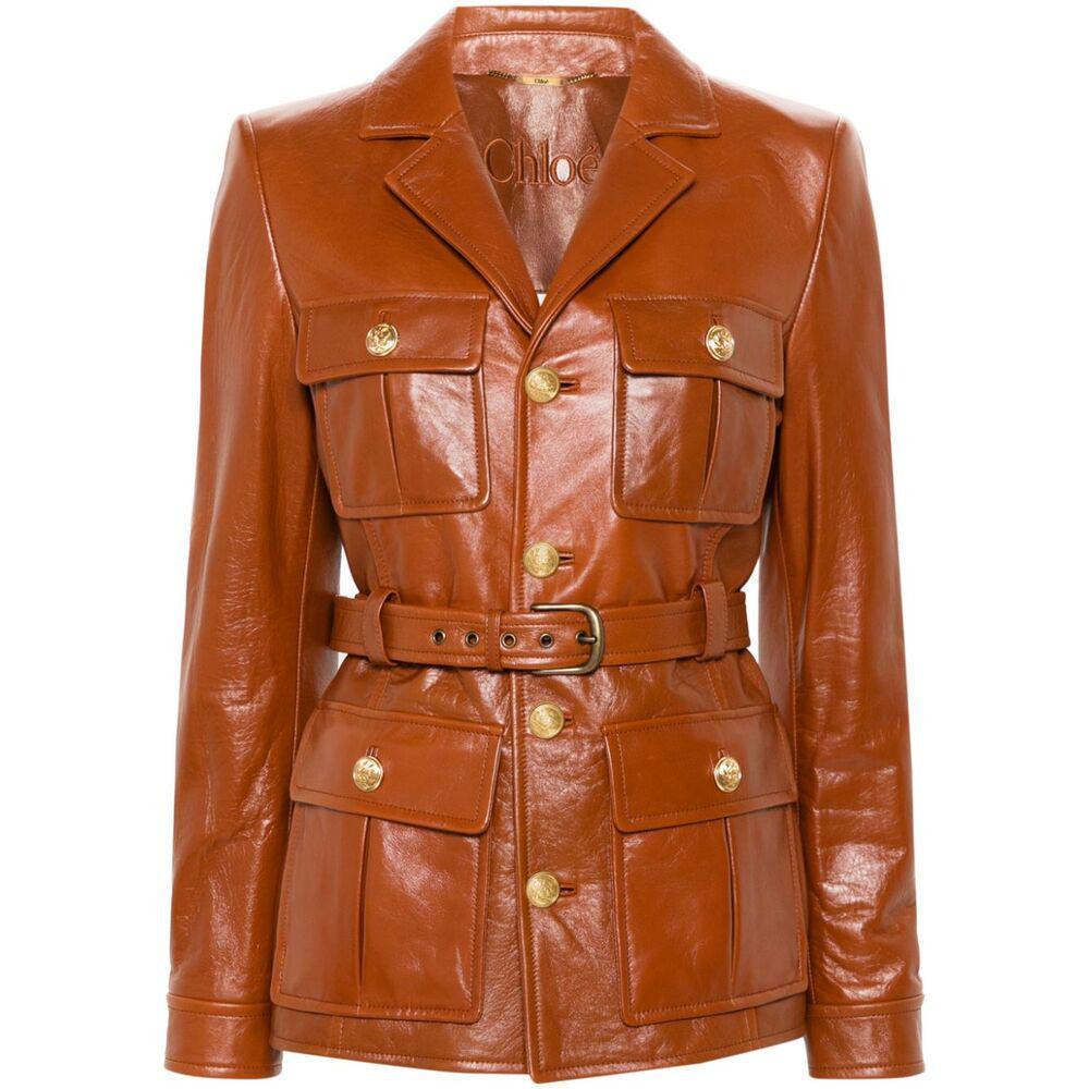 Chloé Leather Outerwears in Brown | Lyst