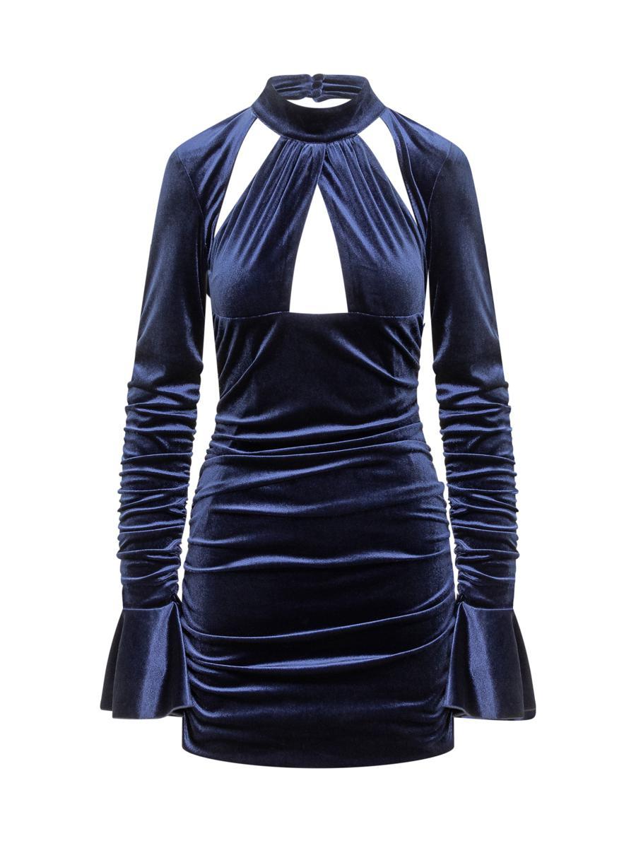 ACTUALEE Velvet Dress in Blue | Lyst