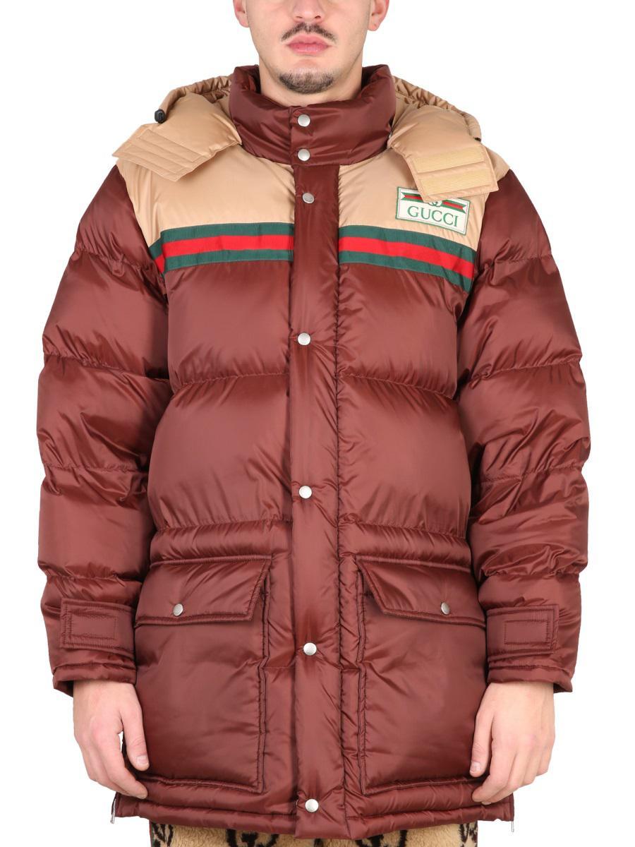 Gucci Nylon Down Jacket in Red for Men | Lyst