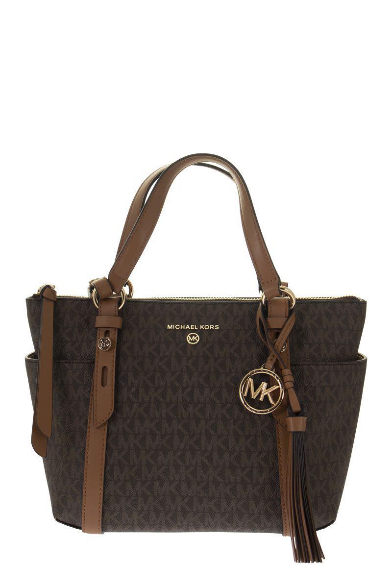 Michael Kors Sullivan - Small Tote Bag With Zip And Logo in Brown | Lyst